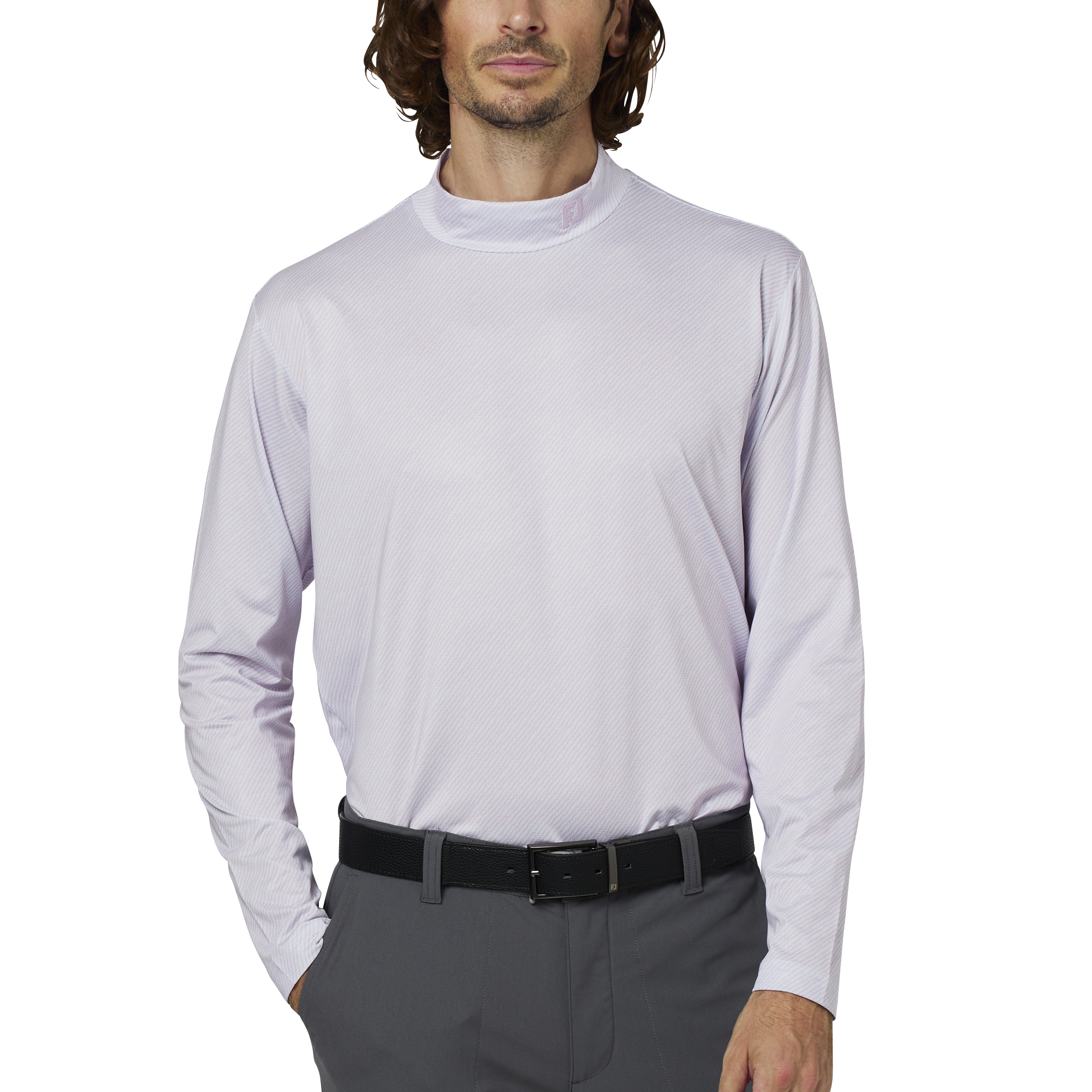 フットジョイ ウェーブラインプリントモックネック長袖シャツ FJ-F25-S13 メンズ ゴルフウェア FOOTJOY 2025秋冬モデル 日本正規品 ウェーブラインプリントモックネック長袖シャツ - FootJoy Japan